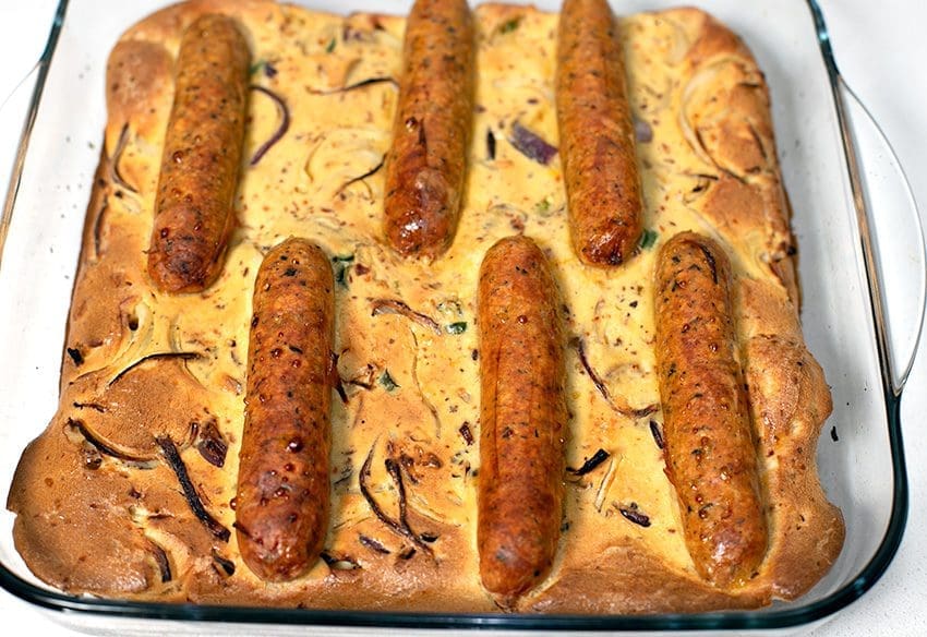 Chicken Sausage Toad in the Hole with Chilli and Onion - Love the Kitchen